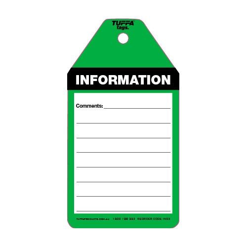 Safety Tags | Green Information Tuffa Tags (Pack of 100) | Northern ...
