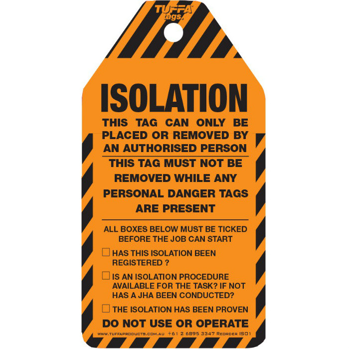 Isolation & Commissioning Tags | Safety Tags | Isolation Tuffa Tags ...