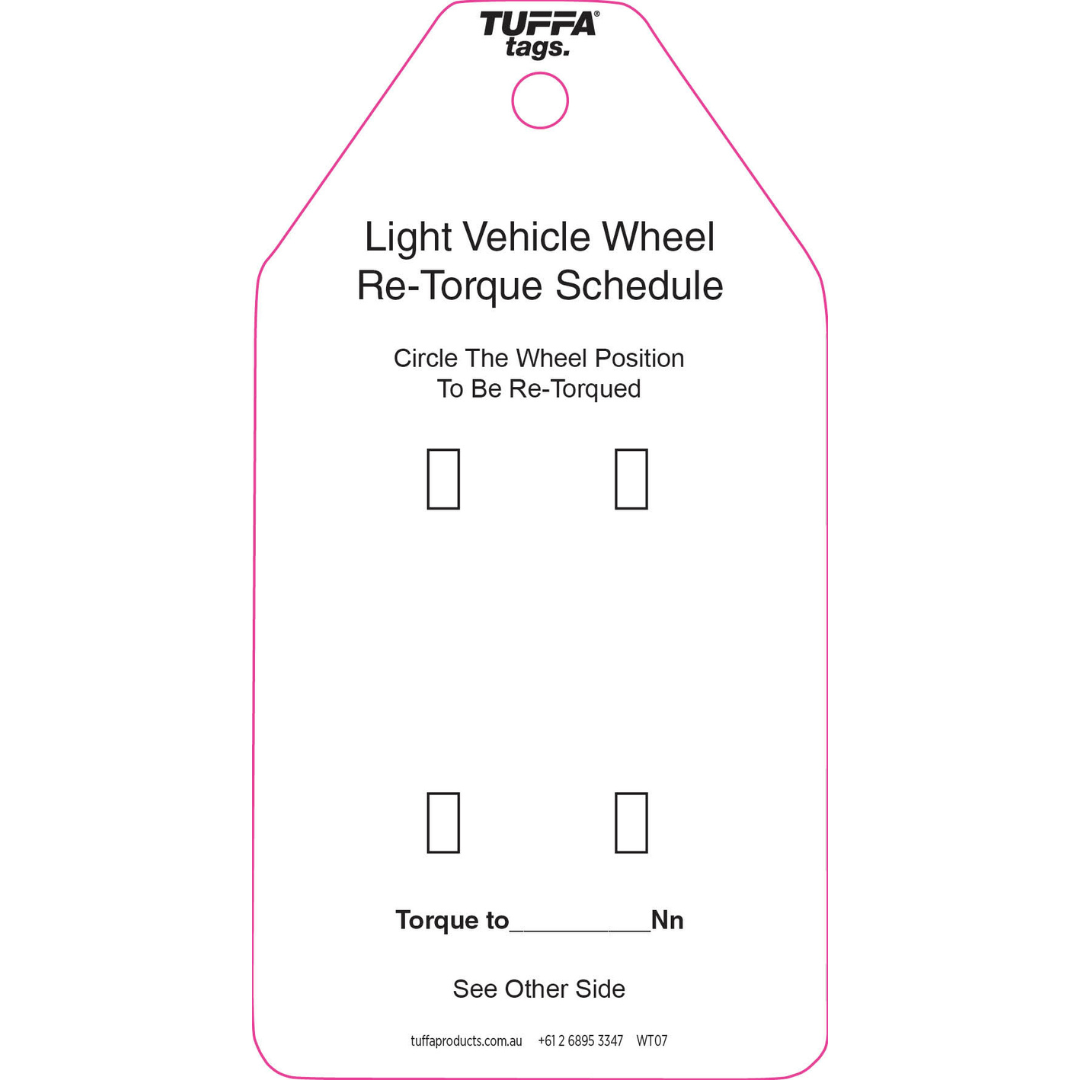 Safety Tags | Light Vehicle Wheel Re-Torque Tuffa Tags (Pack of 100 ...